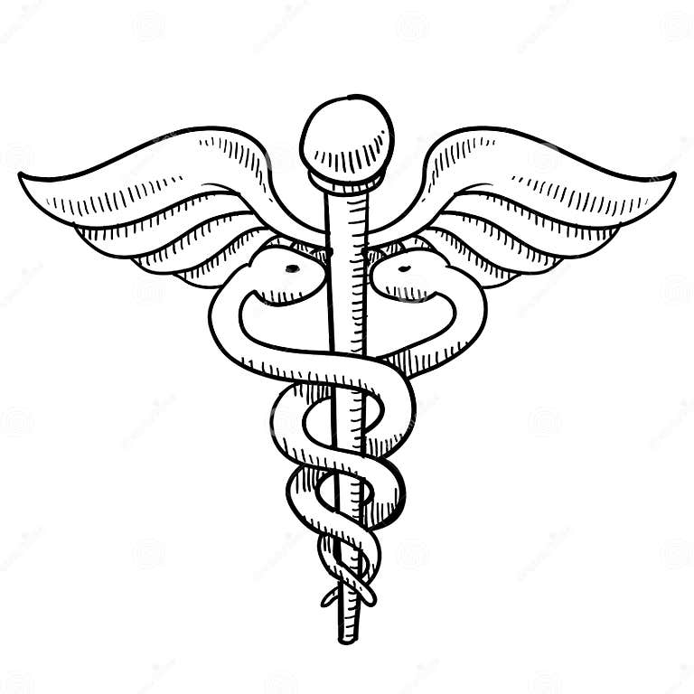 Caduceus drawing stock vector. Illustration of sketch - 22416973