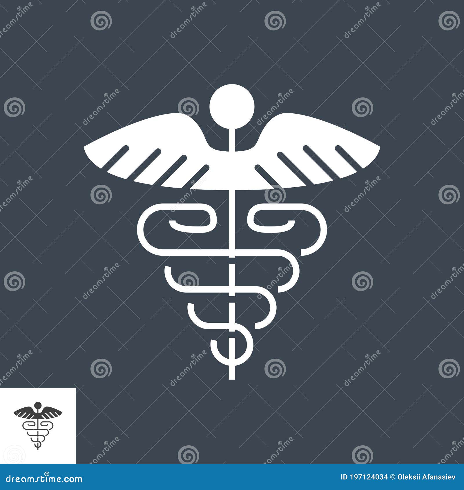Caduceus Vector Icon stock vector. Illustration of icon - 197124034