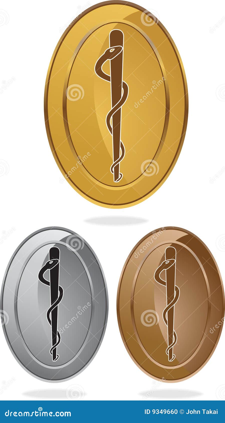 Caduceus Medical Symbol - Oval Single Snake Stock Vector - Illustration ...