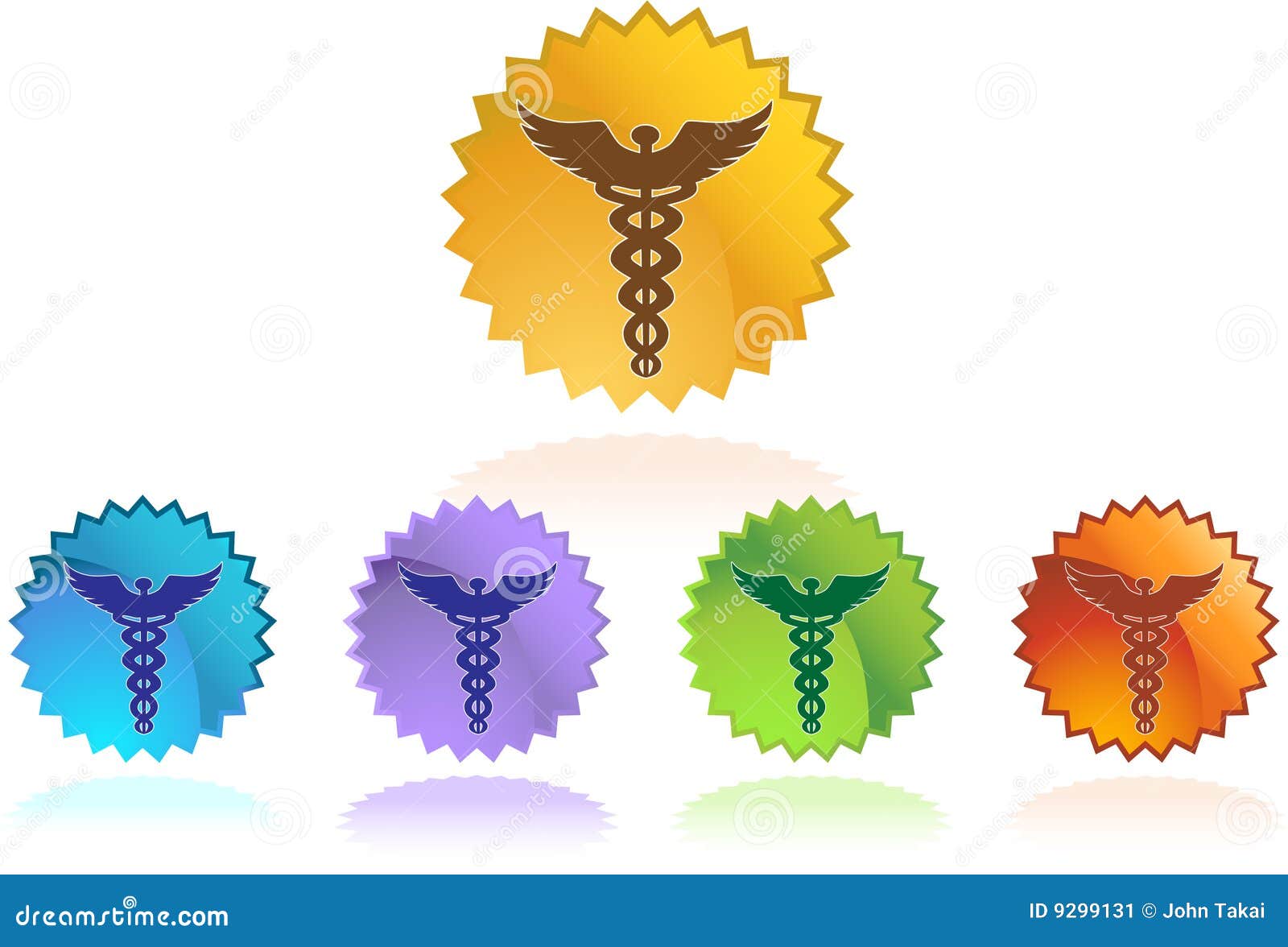 Caduceus Medical Symbol - Set of 5 Stock Vector - Illustration of ...