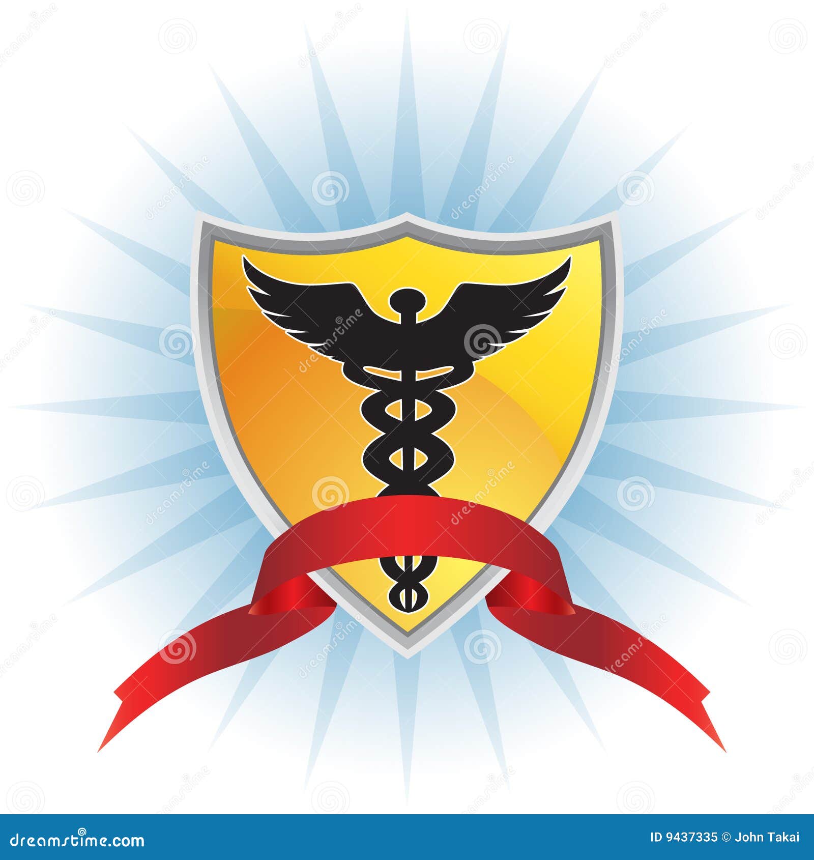 Caduceus Medical Symbol - Shield with Ribbon Stock Vector ...