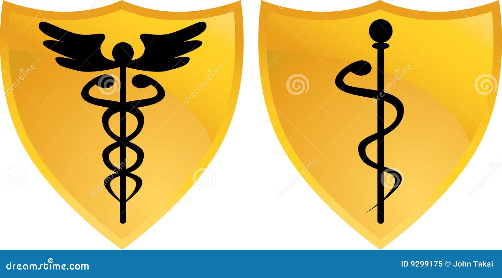Caduceus Medical Symbol with Shields Stock Vector - Illustration of ...