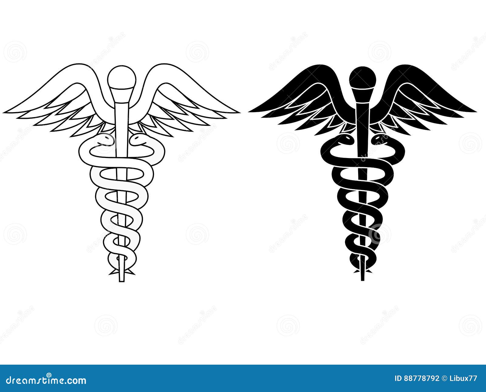 Caduceus Medical Symbol - Black And White Vector Illustration ...