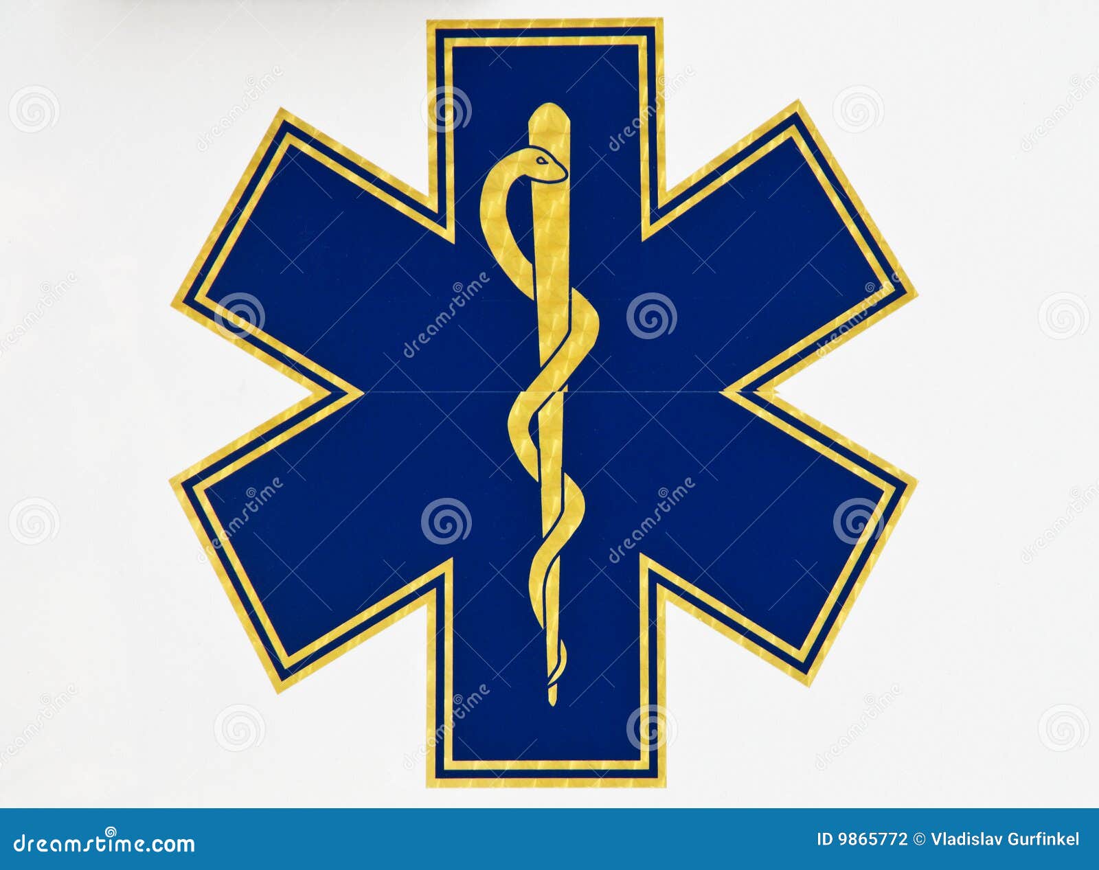 Caduceus Emergency Blue Medical Sign In An Ambulance Stock Photo ...