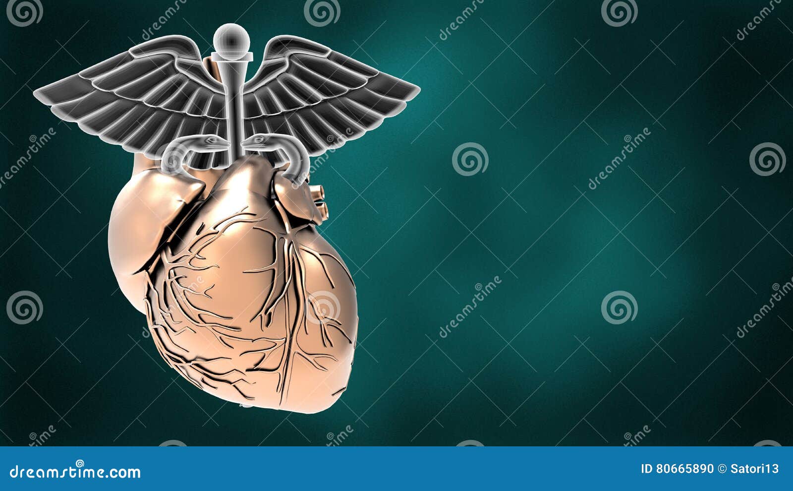 Caduceus Symbol Inside Human Heart on a White Background. 3d Rendering ...