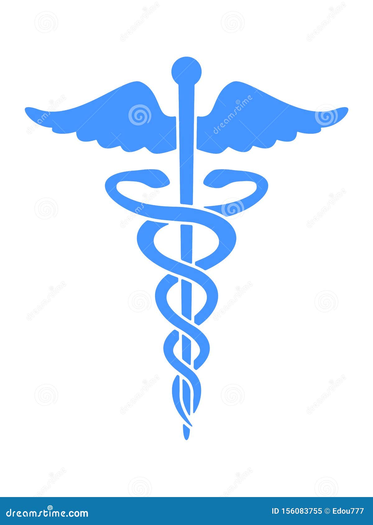 Caduceus 2 blue stock illustration. Illustration of blue - 156083755