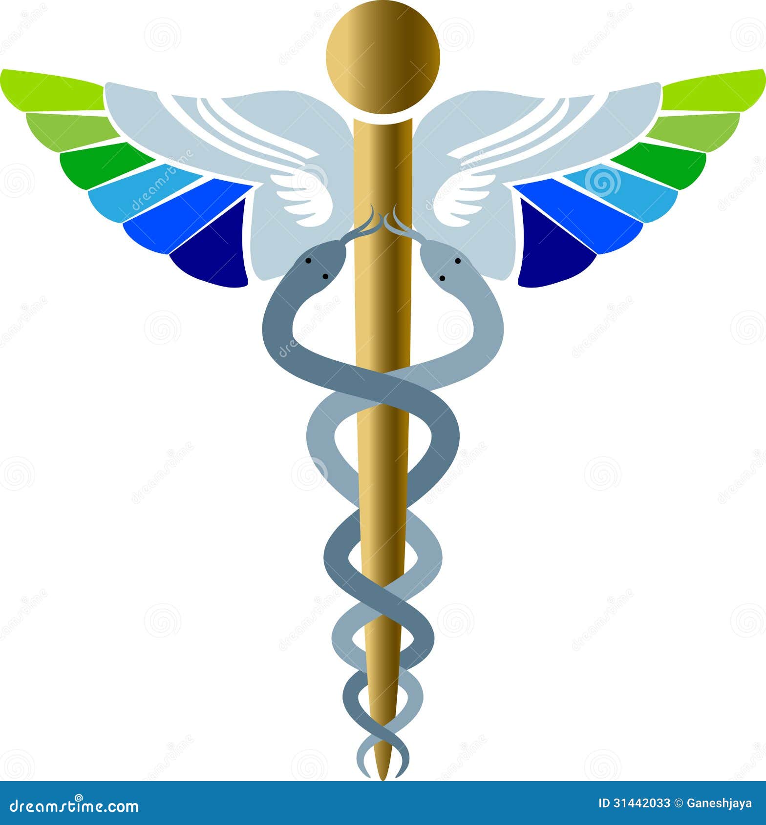 Caduceuslogo vektor abbildung. Illustration von heilung - 31442033