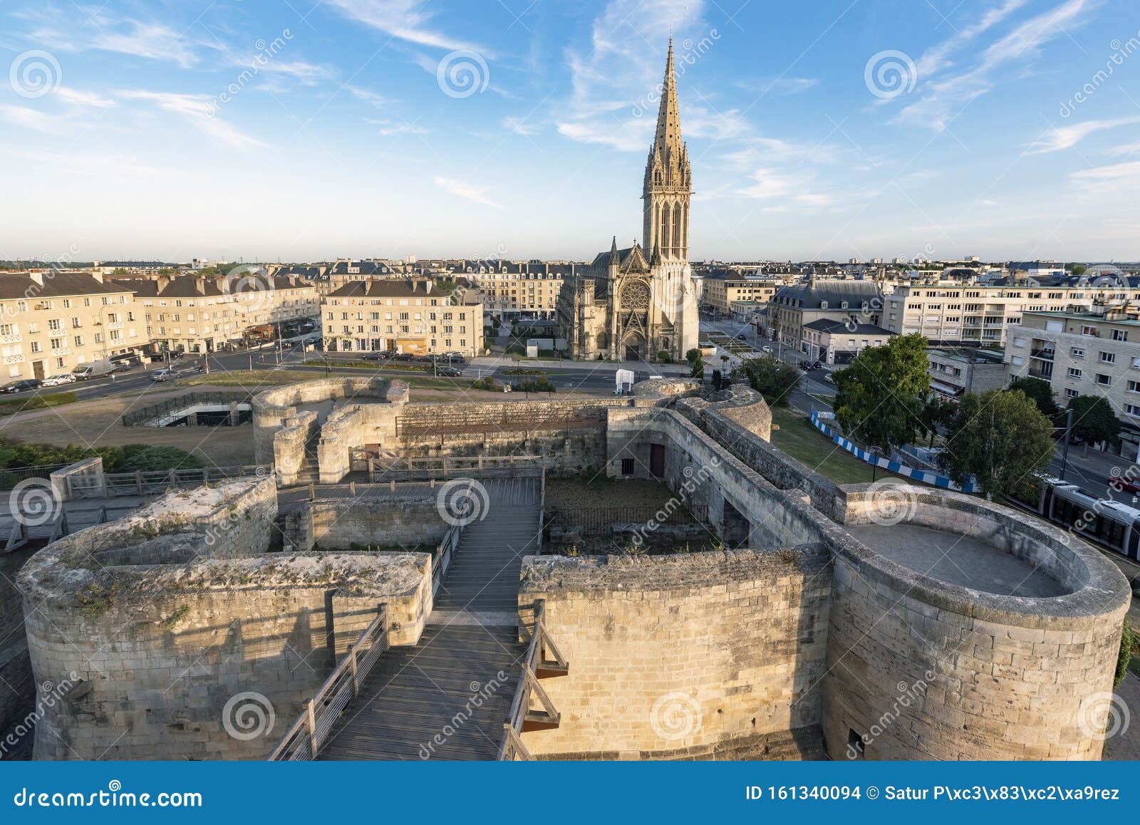 Caen, Castle and church stock photo. Image of stronghold - 161340094
