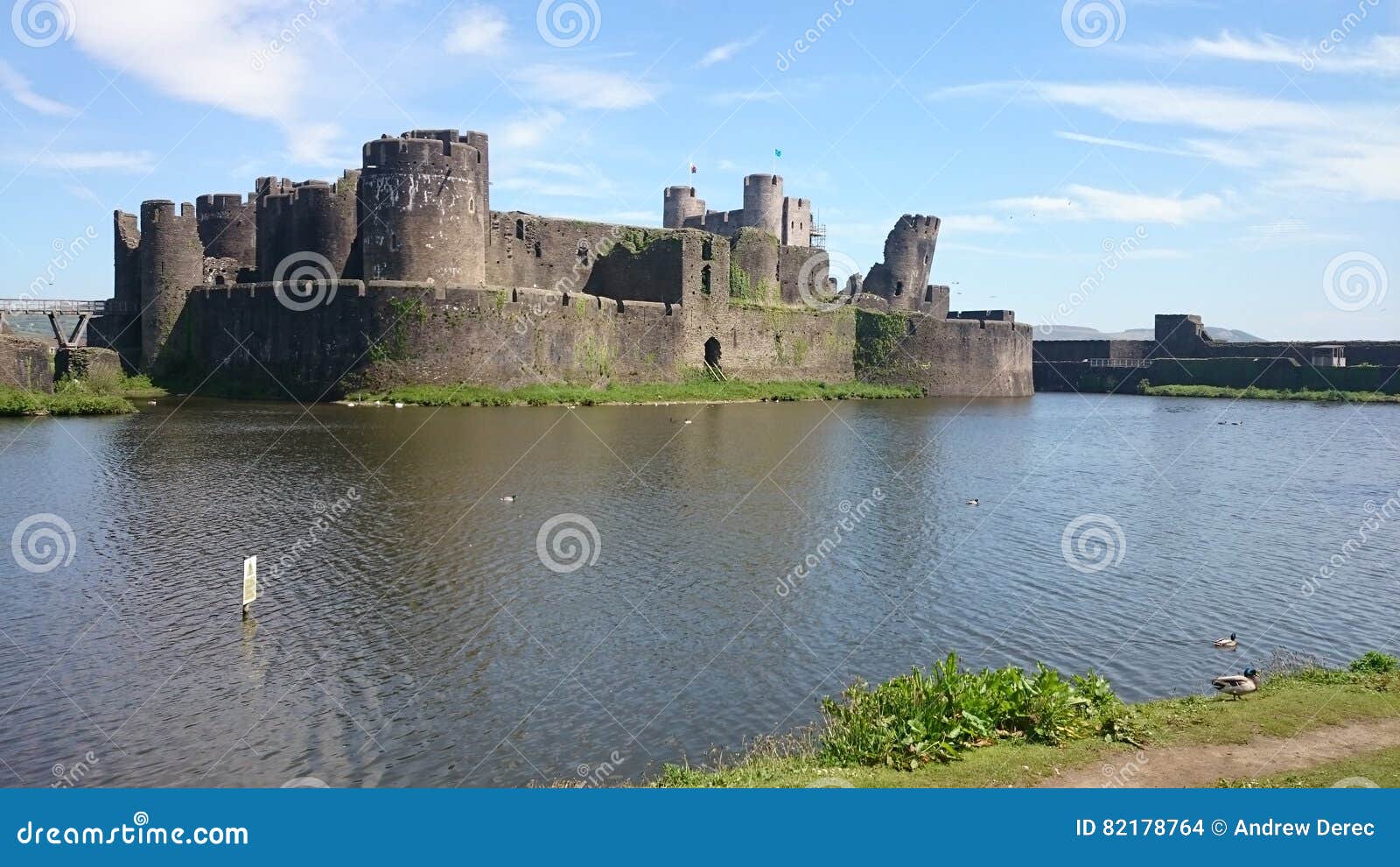 Caerphilly Castle Wales stock photo. Image of clouds - 82178764