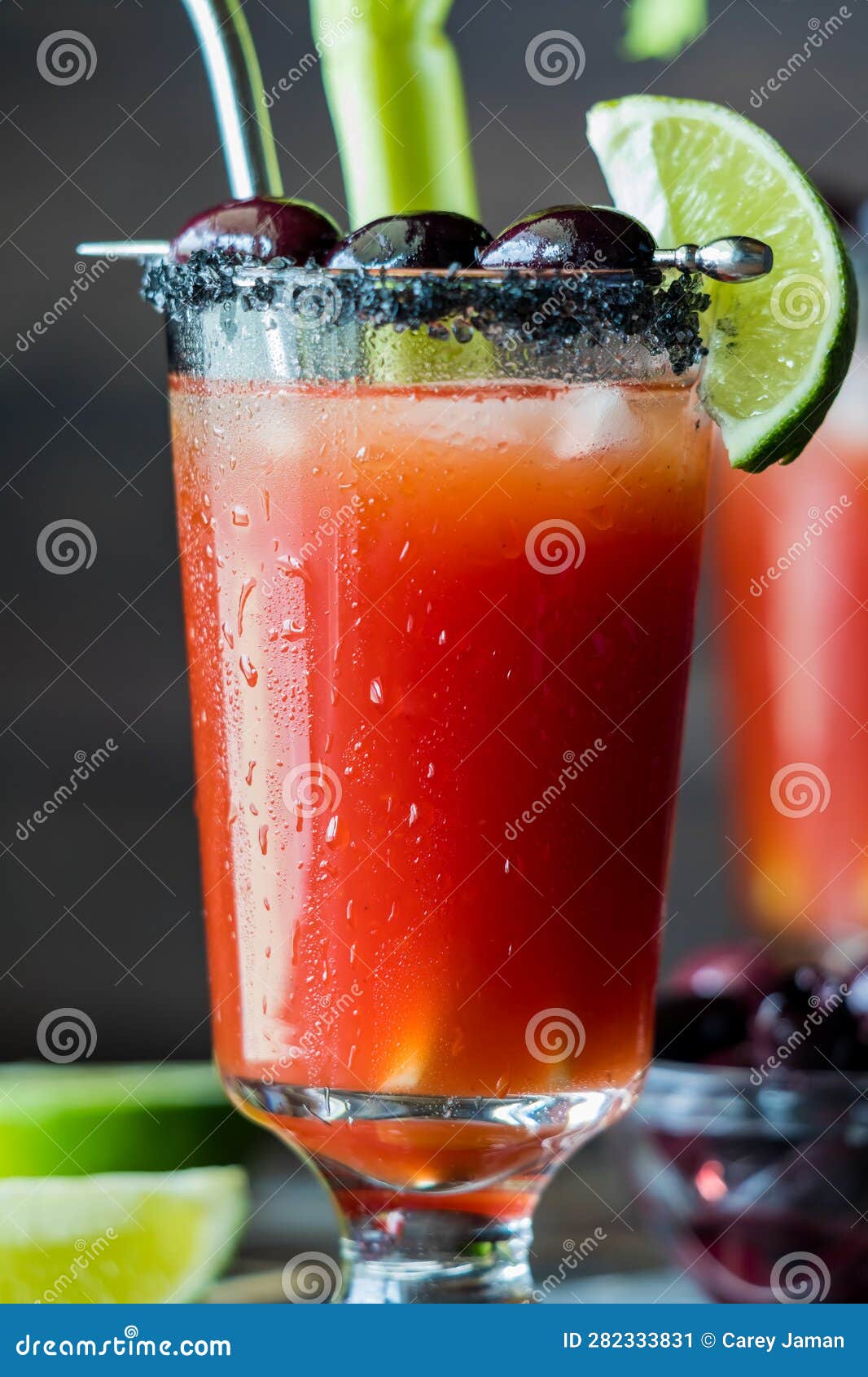A Caesar Drink with Drops of Condensation Dripping Down the Front of ...