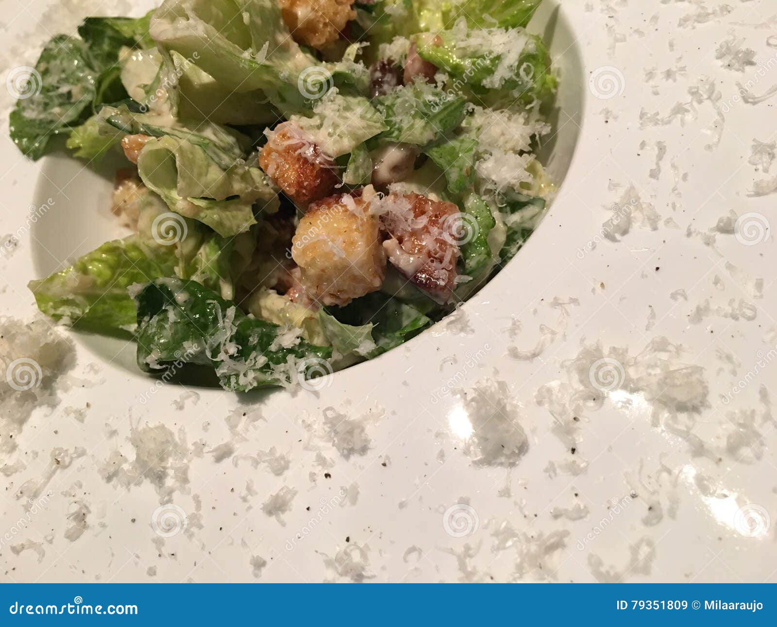 Caesar Salad stock image. Image of white, garnish, croutons - 79351809