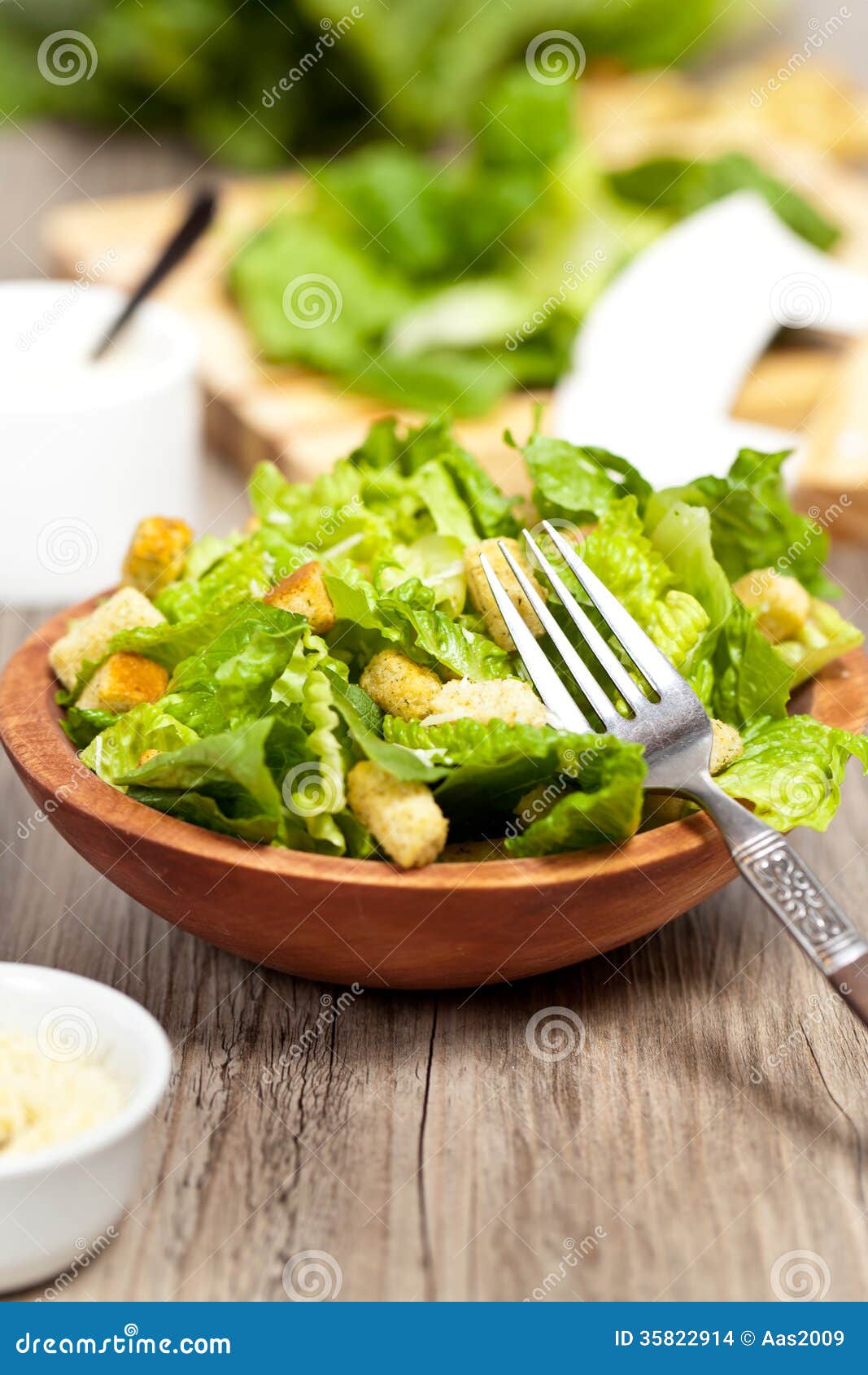 Caesar Salad with croutons stock photo. Image of vegetable - 35822914