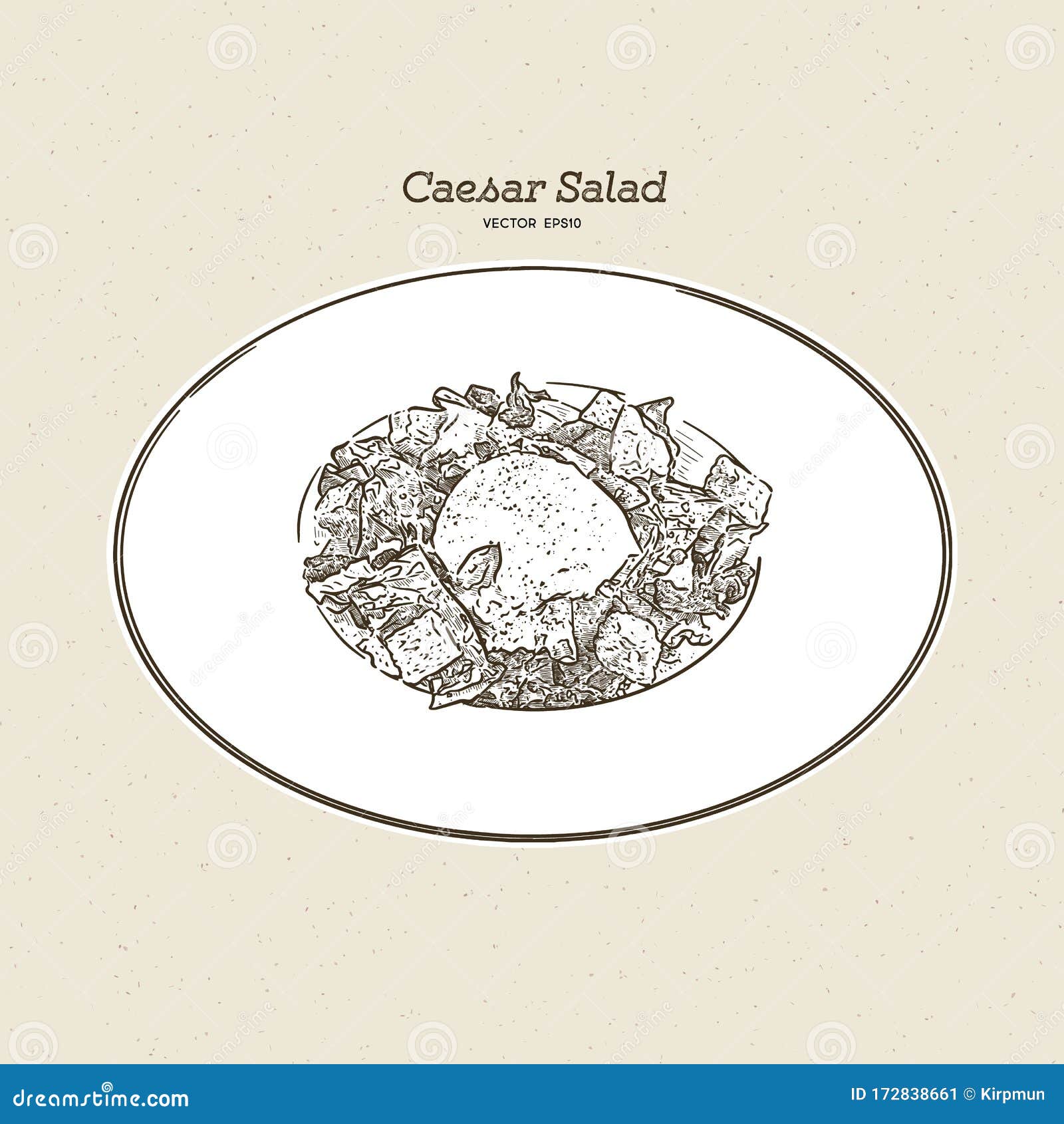 Caesar Salad, Hand Draw Sketch Vector Stock Vector - Illustration of ...