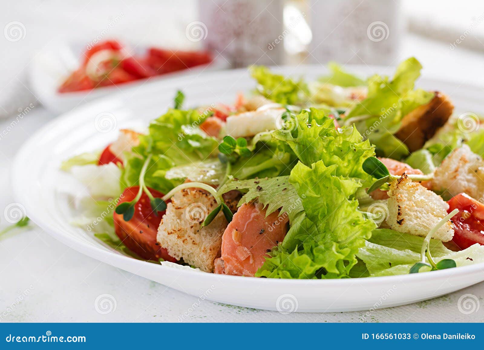 Caesar Salad with Salmon. Fish Menu. Seafood - SalmonCaesar Salad with ...