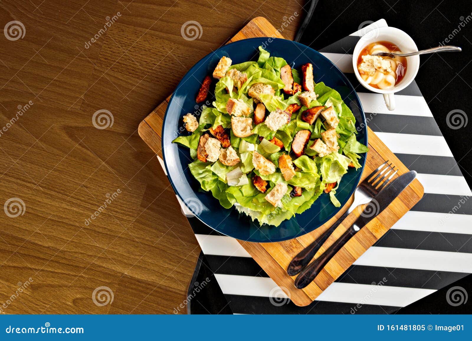 Caesar salad top view stock image. Image of food, ceasar - 161481805