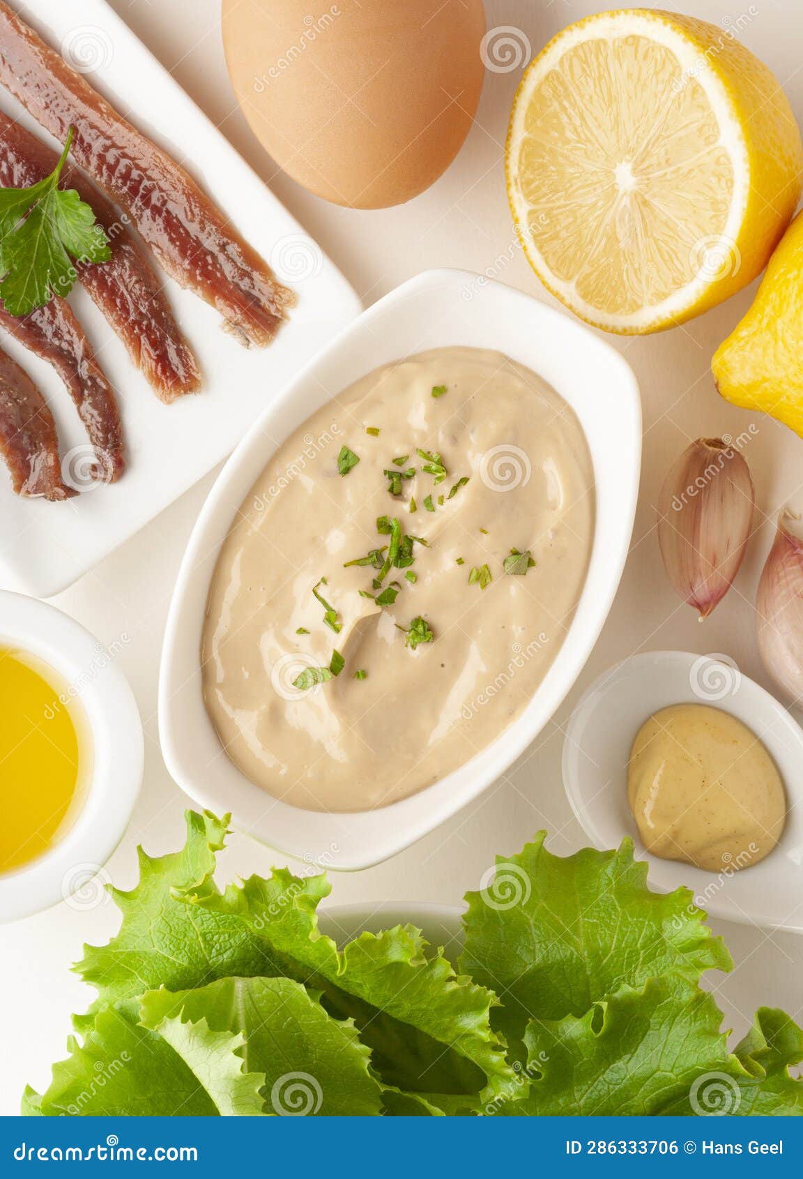 Caesar Sauce with the Ingredients Stock Photo - Image of shot, olive ...
