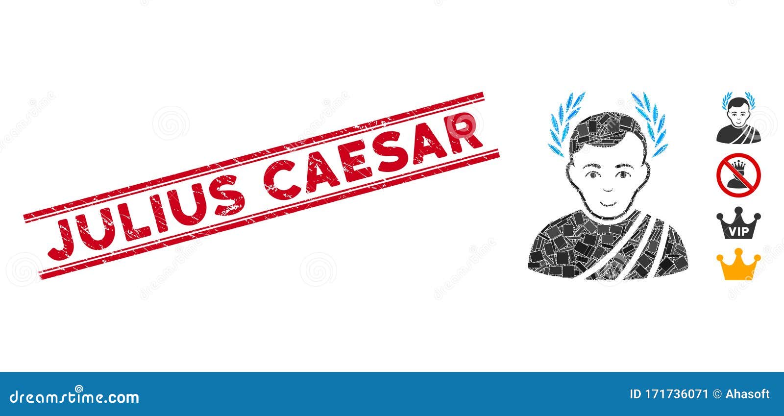 Caesar Wreath Mosaic And Scratched Julius Caesar Watermark With Lines ...