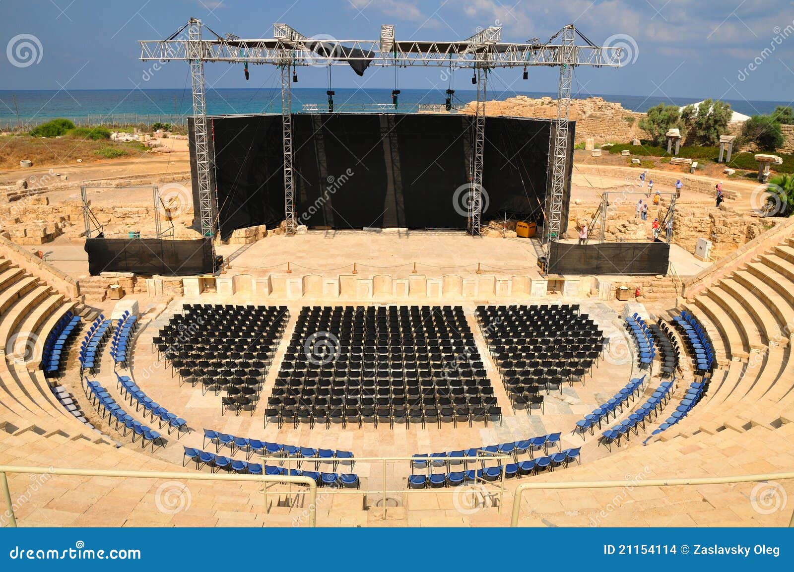 Caesarea Amphitheater View. Stock Photo - Image of attraction ...