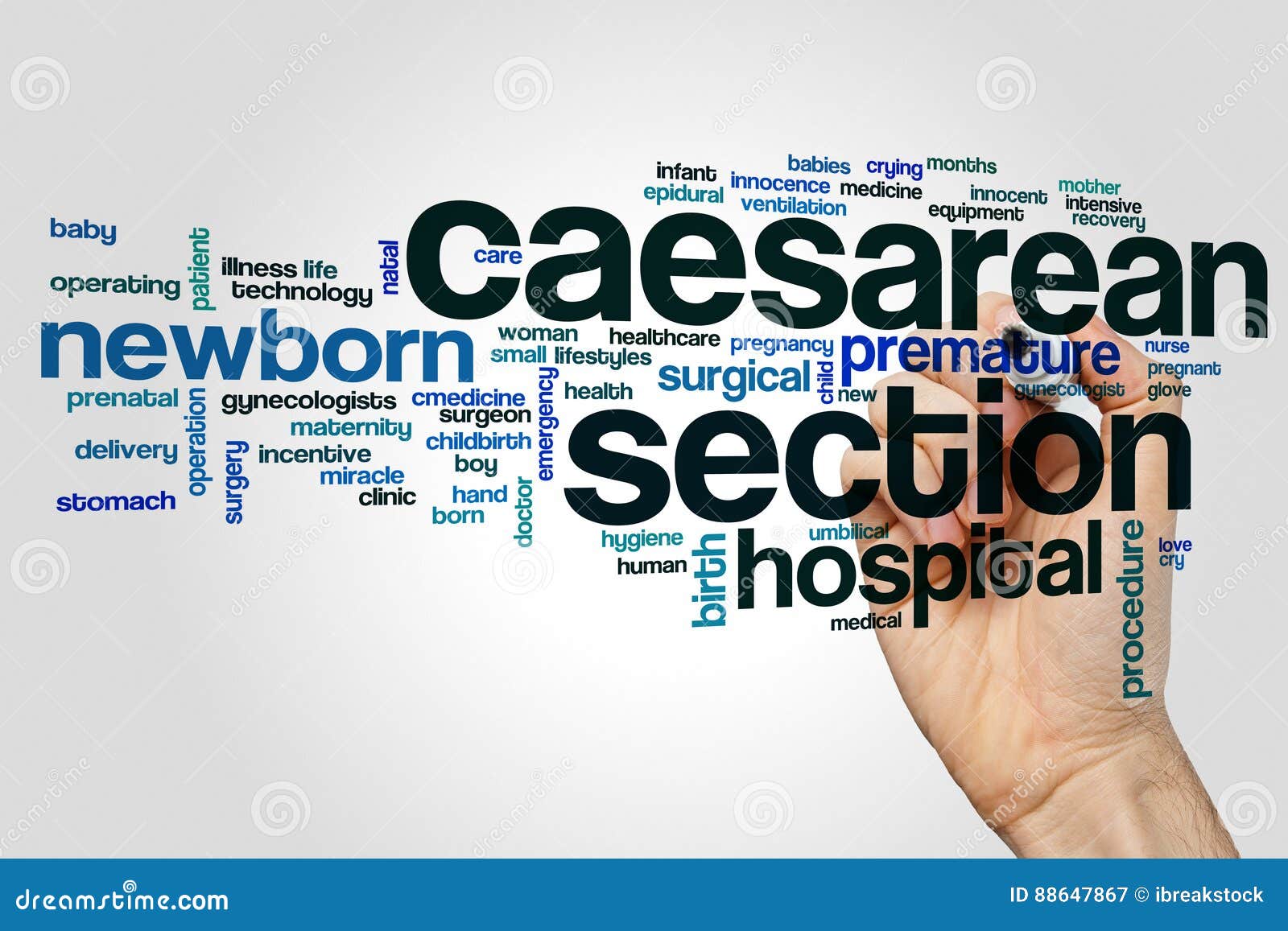 Caesarean Section Word Cloud Concept on Grey Background Stock ...
