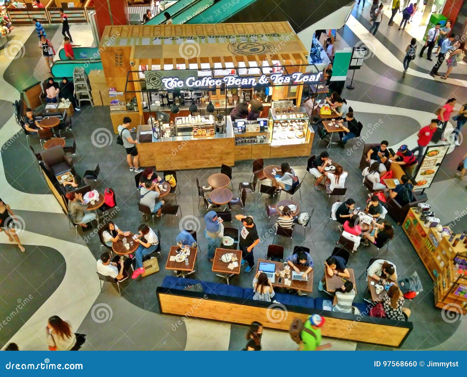 Café au centre commercial image éditorial. Image du boissons - 97568660