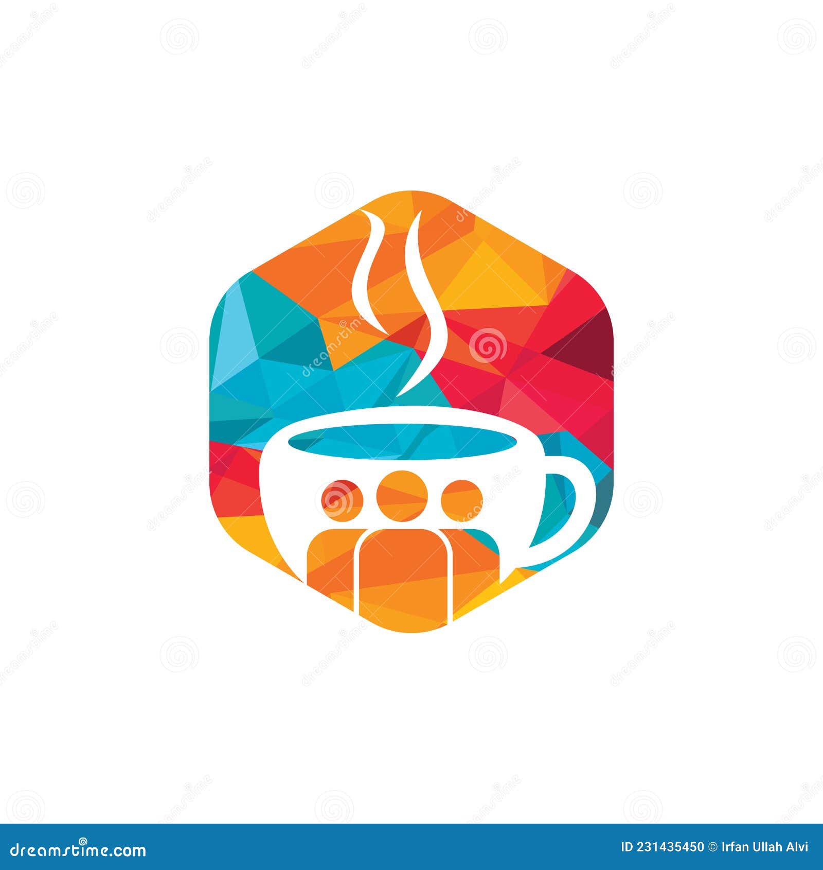 Coffee People Vector Logo Design. Cafe or Restaurant Symbol. Stock ...