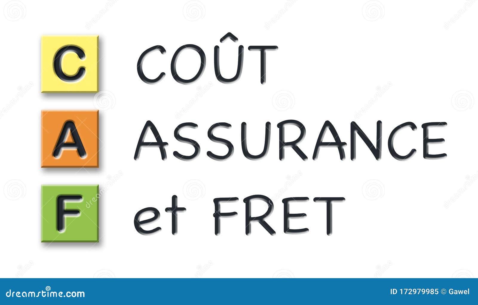 CAF Initials in Colored 3d Cubes with Meaning in French Language Stock ...