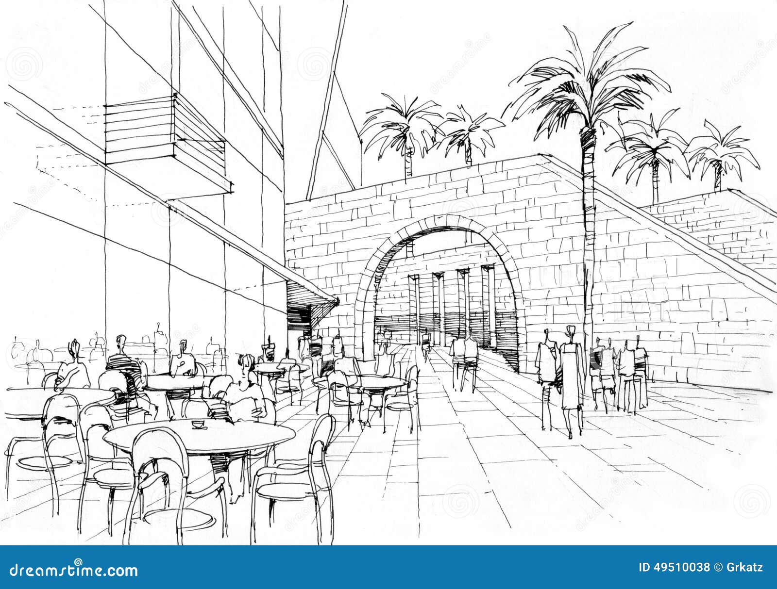 Cafe with arch stock illustration. Illustration of indoor - 49510038