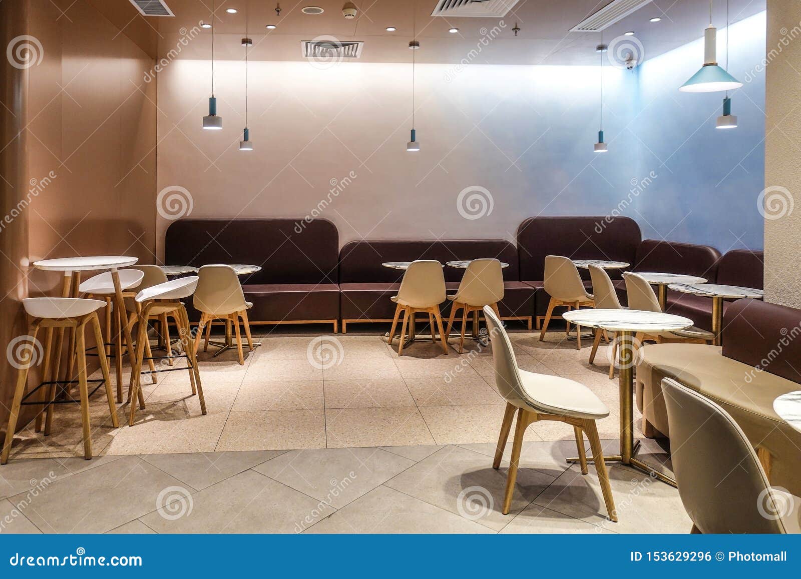 Cafe Bar Restaurant Interior in Shopping Mall Stock Photo - Image of ...