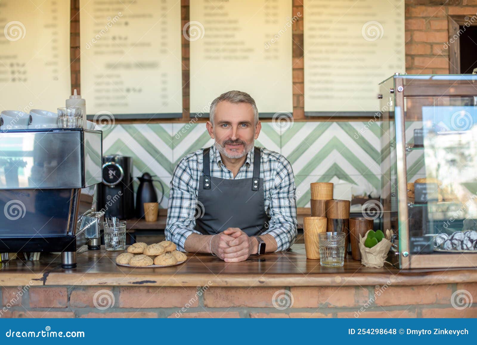 Barista Standing at the Counter in the Cafe Stock Photo - Image of ...