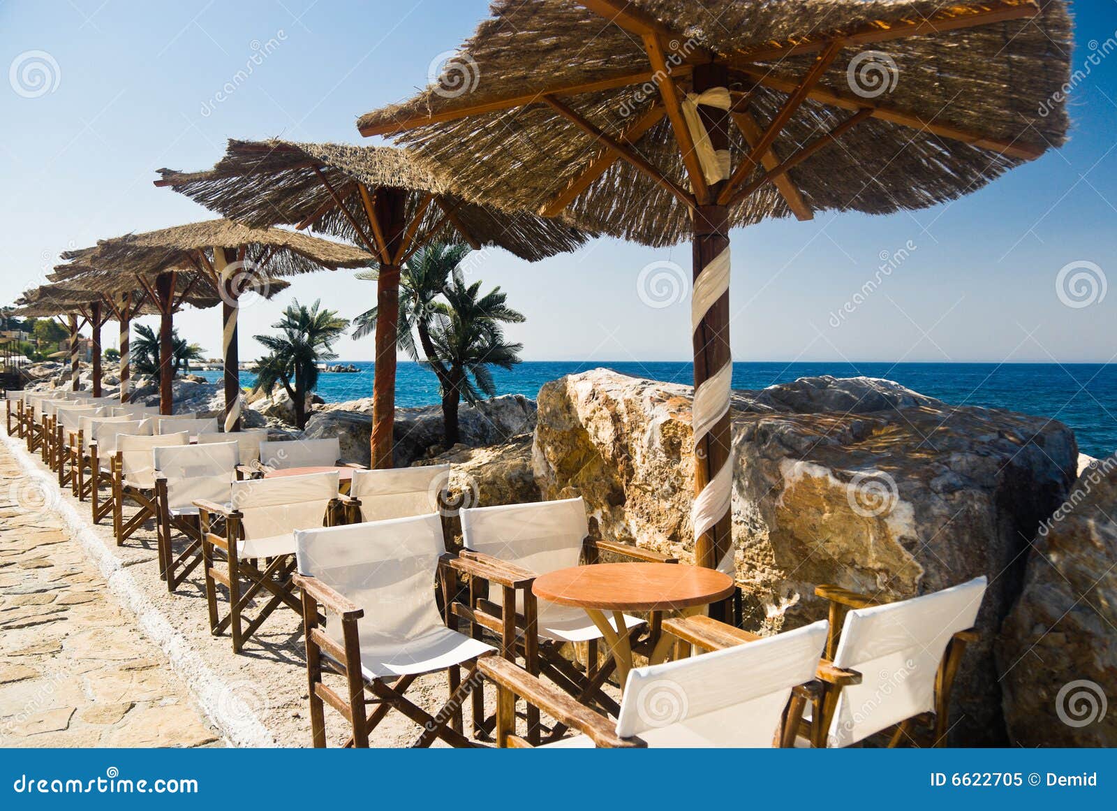 Cafe on a Beach stock image. Image of chair, parasol, greece - 6622705