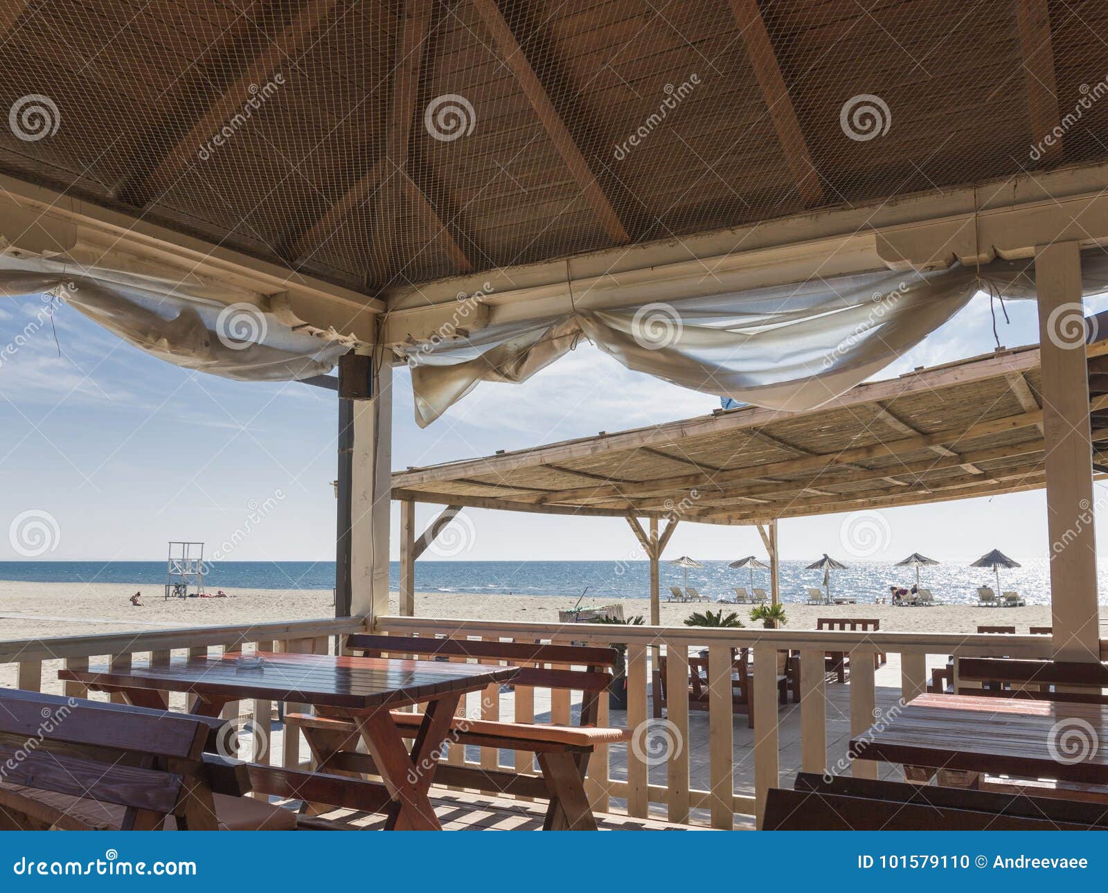 Cafe on the beach stock photo. Image of mesh, clean - 101579110