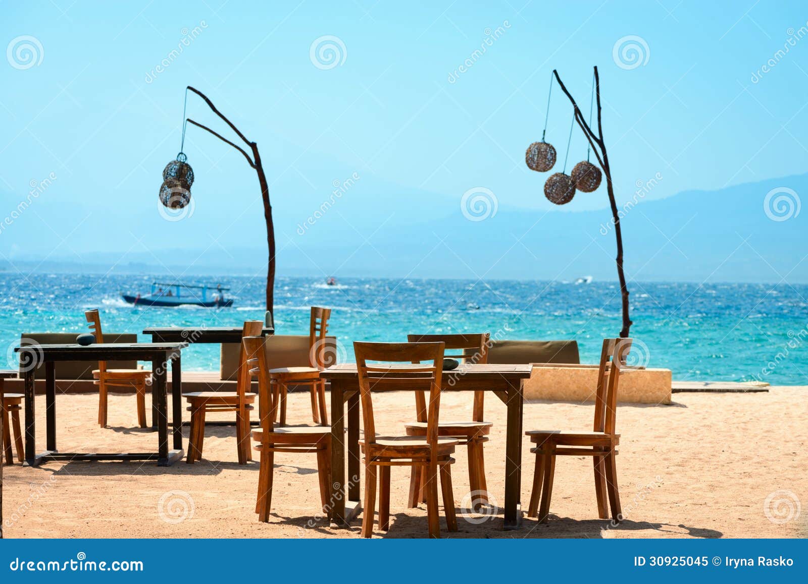 Cafe on the beach stock image. Image of hotel, blue, cafe - 30925045