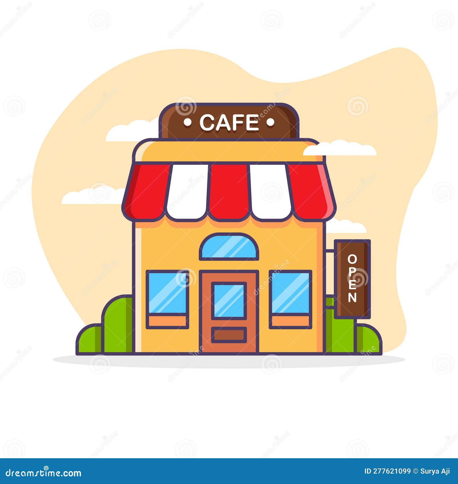 Cafe Building Cartoon Vector Illustration Stock Vector - Illustration ...
