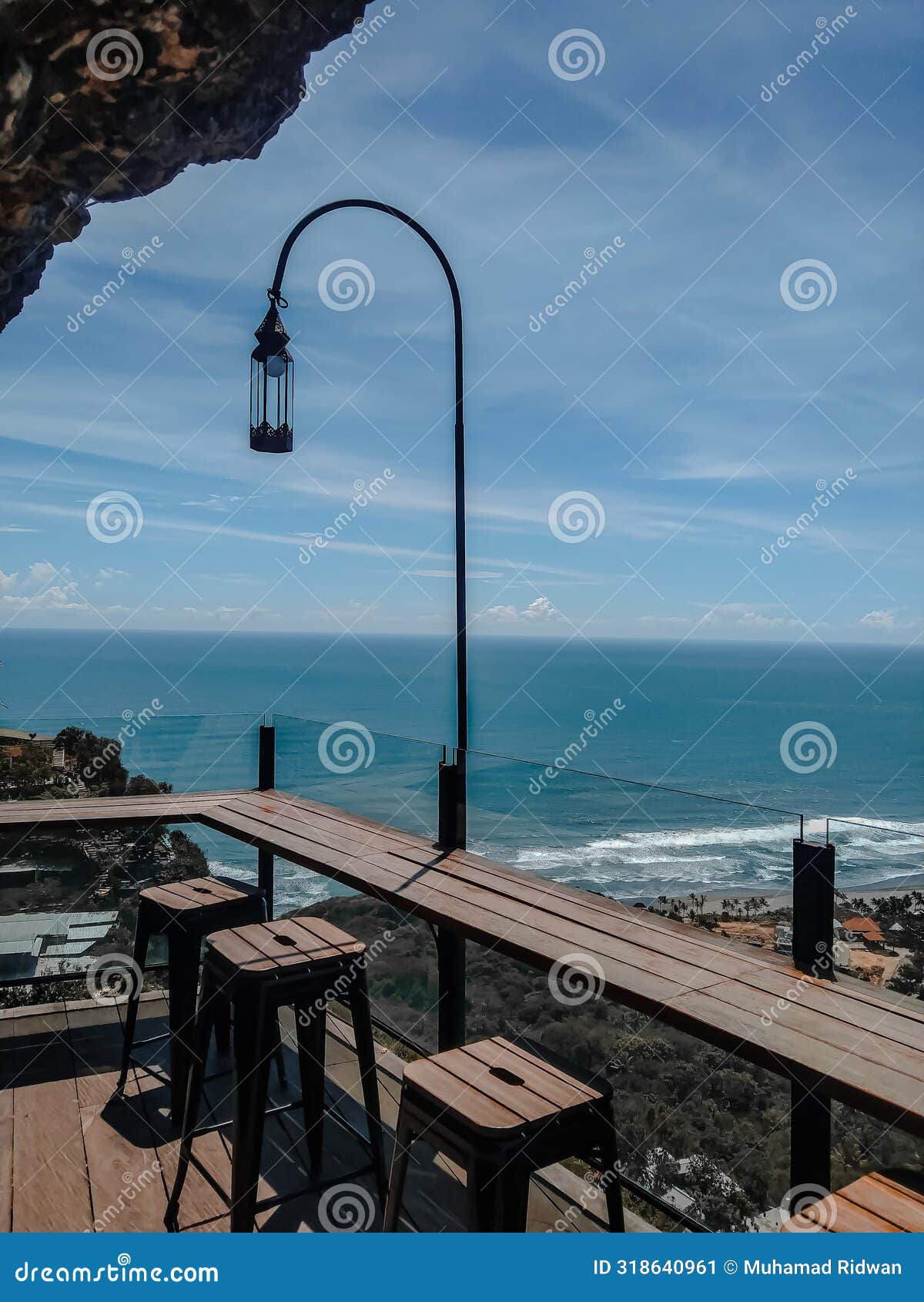 Cafe on a Cliff on the Ocean Side Stock Image - Image of landmark, blue: 318640961