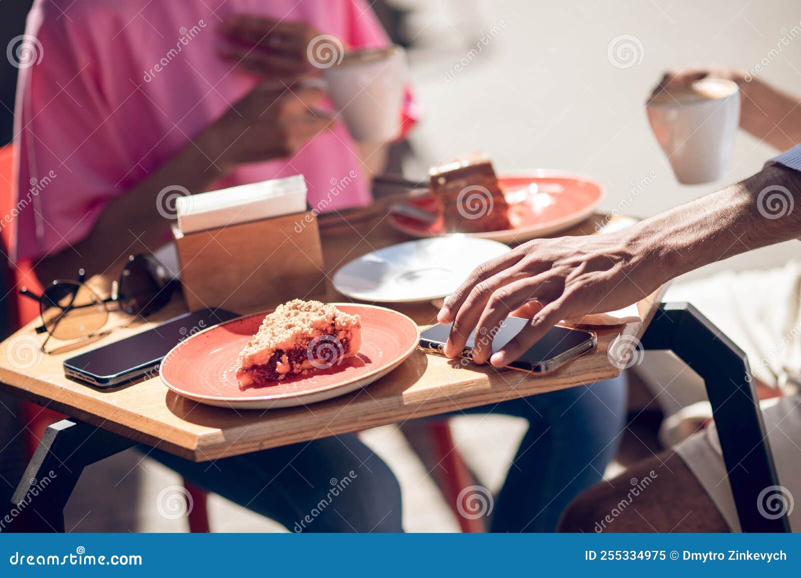 Close Up of Two People Having Coffee at the Cafe Stock Image - Image of ...