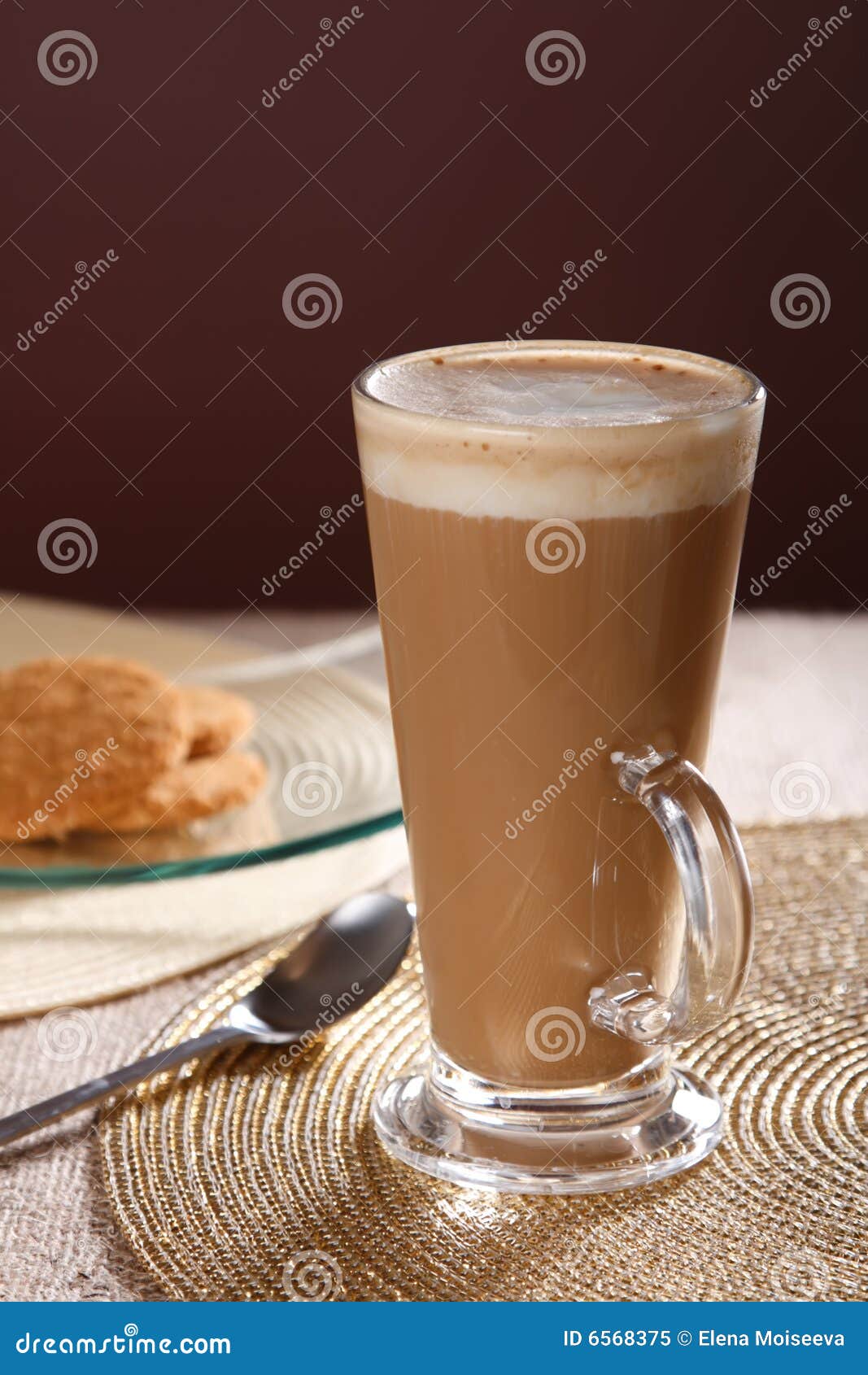 Cafe Coffee Latte in a Tall Glass Stock Image - Image of beverage ...
