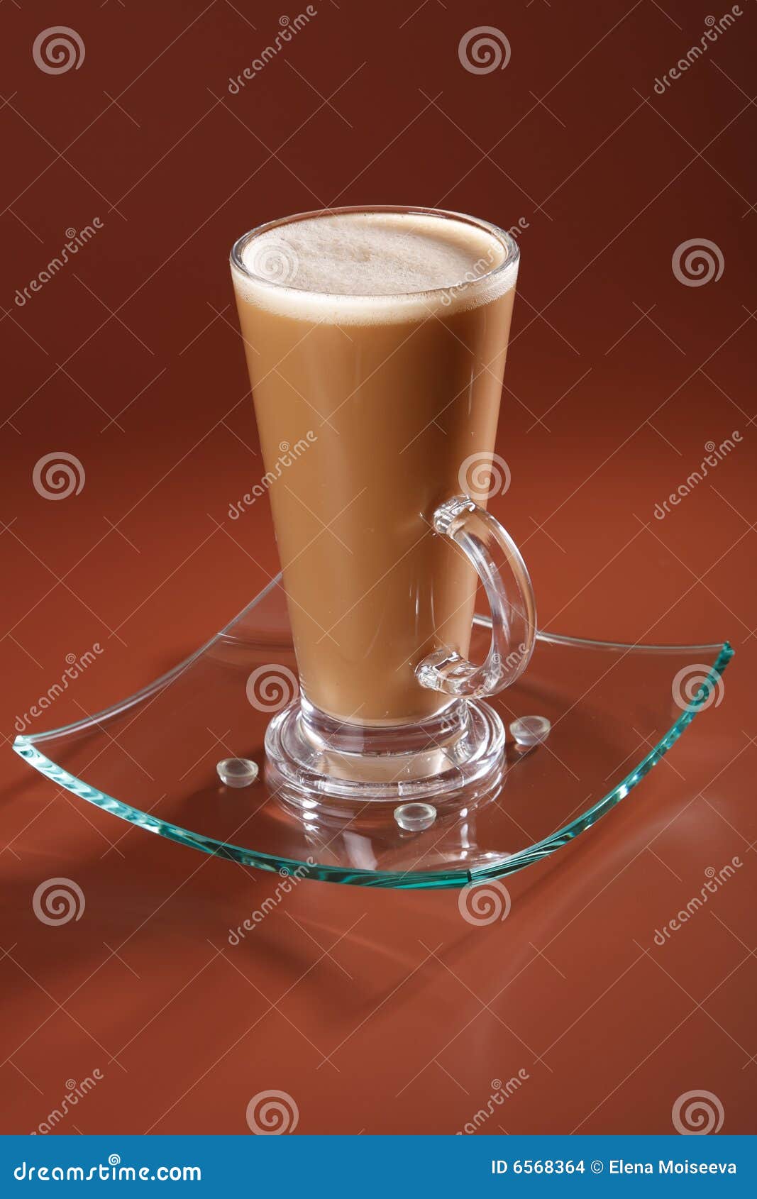 Cafe Coffee Latte in a Tall Glass on Brown Stock Photo - Image of glass ...
