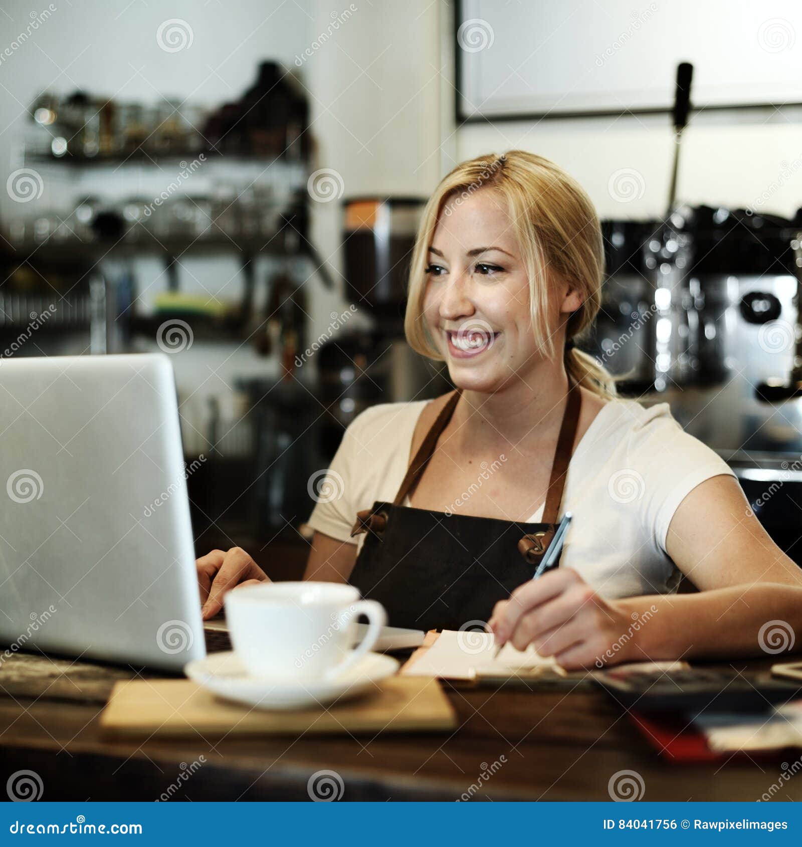 Cafe Coffee Waiter Staff Serving Cafeteria Apron Concept Stock Photo ...