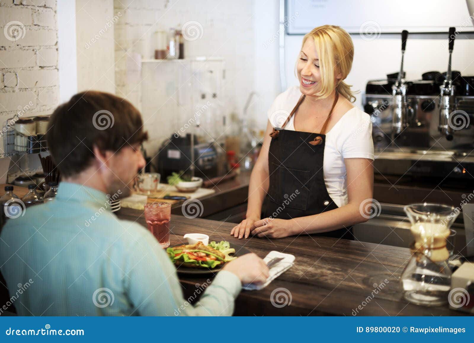 Cafe Coffee Waiter Staff Serving Cafeteria Apron Concept Stock Photo ...