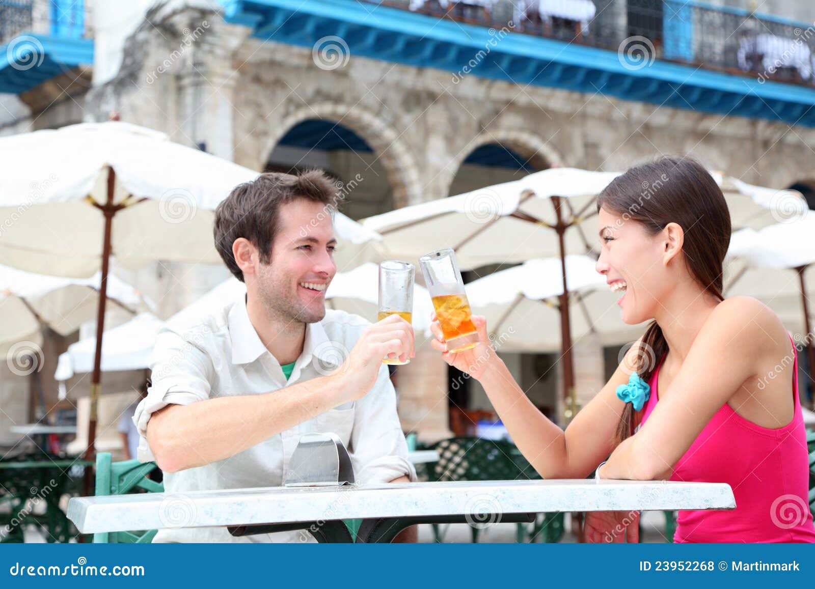 Cafe couple drinking stock photo. Image of girl, happy - 23952268