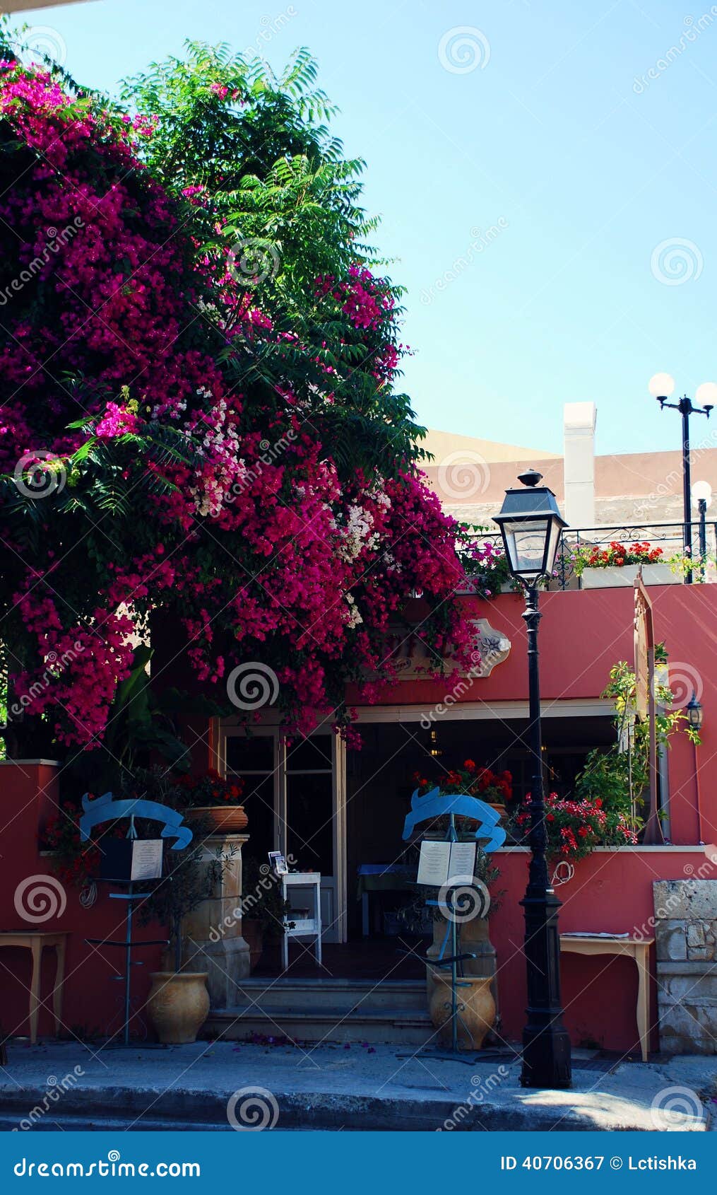 Cafe in Crete stock image. Image of greek, chair, flashlight - 40706367