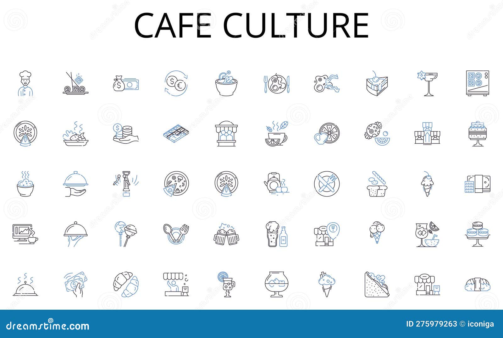 Cafe Culture Line Icons Collection. Innovation, Design, Technology ...