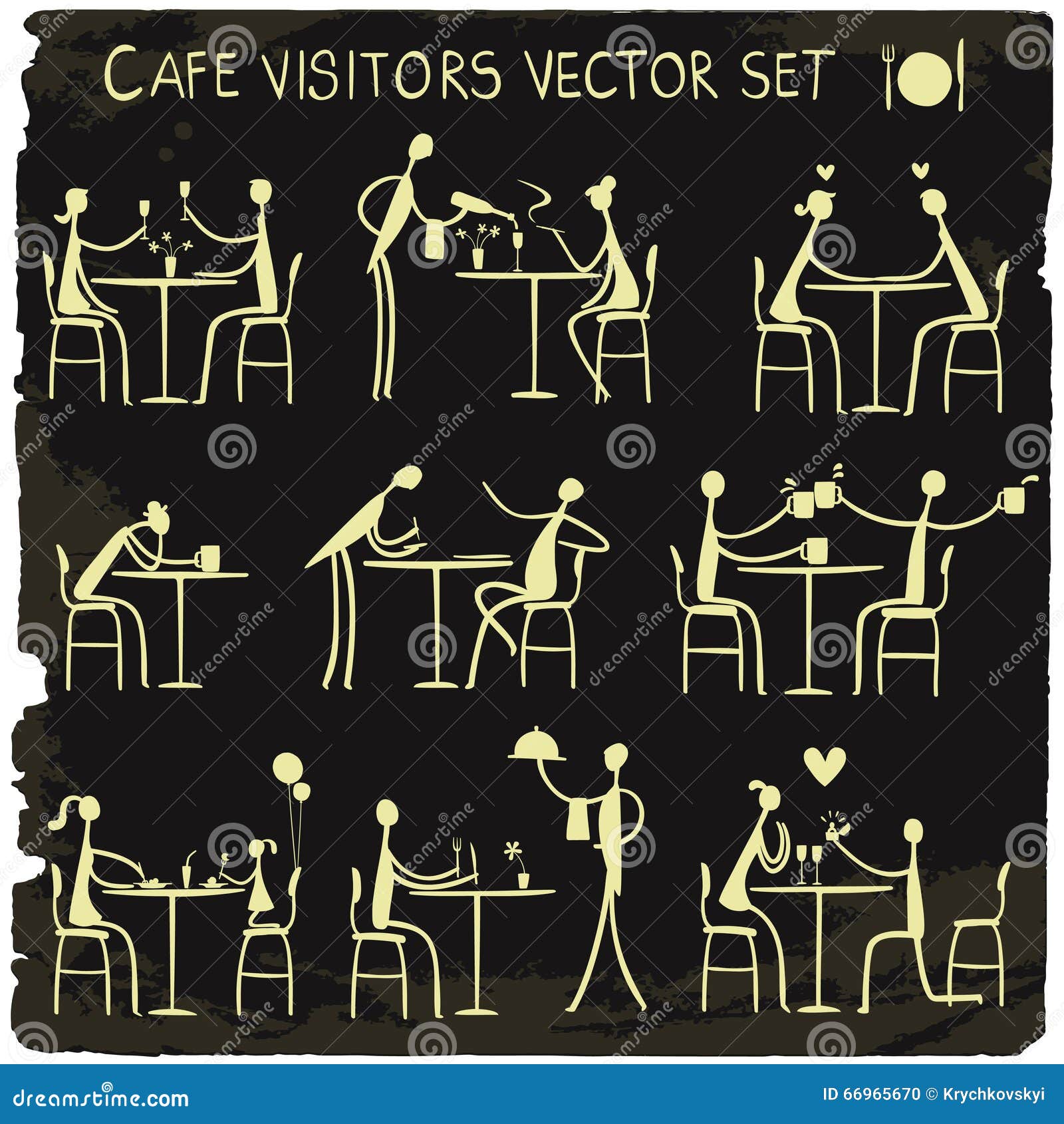 Cafe customers. stock vector. Illustration of chair, figure - 66965670