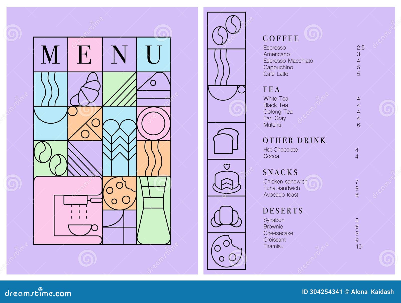 Cafe Design Menu. Coffee Drinks Menu Price List for Cafe, Coffee Shop ...