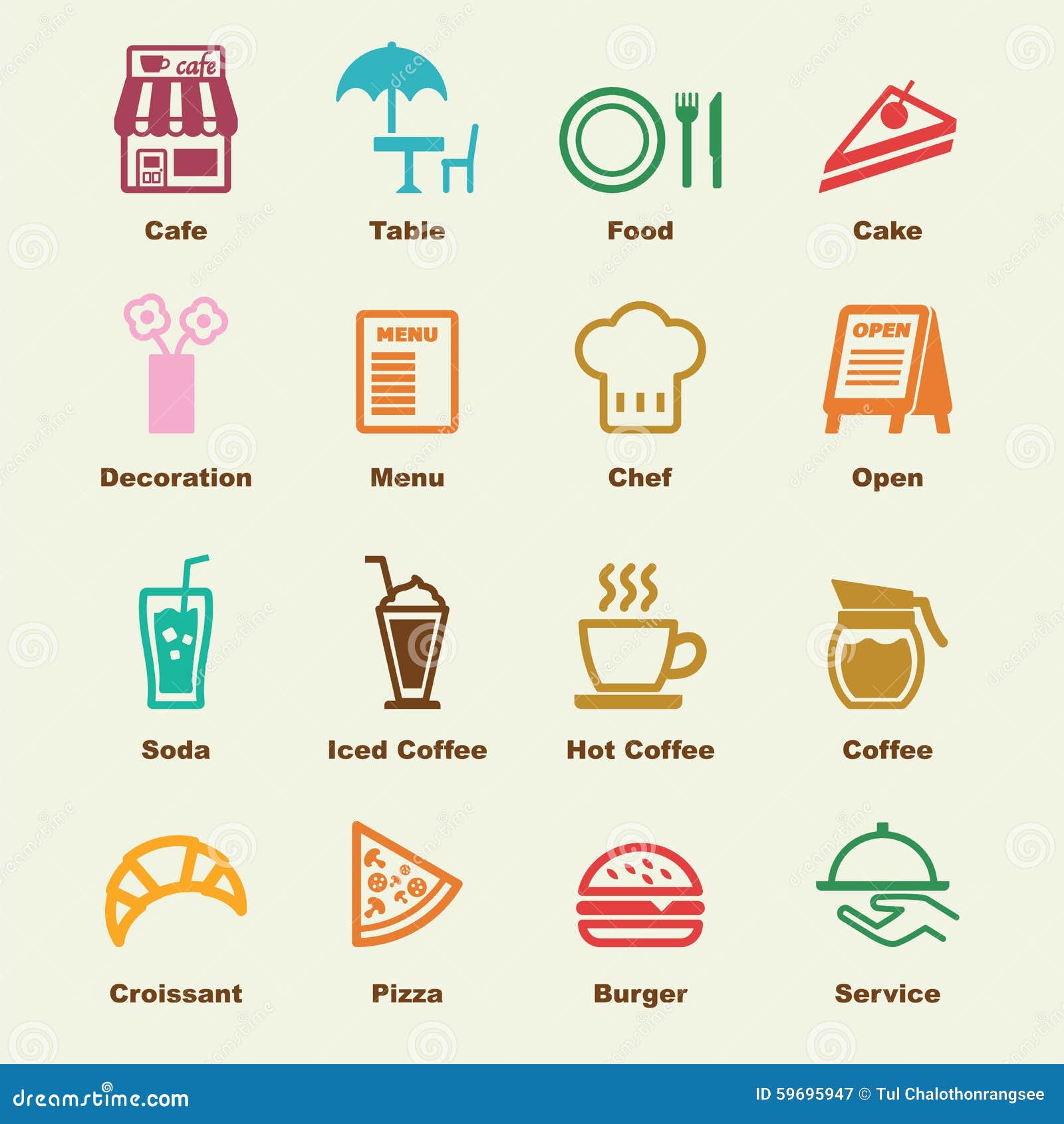 Cafe elements stock vector. Illustration of juice, breakfast - 59695947