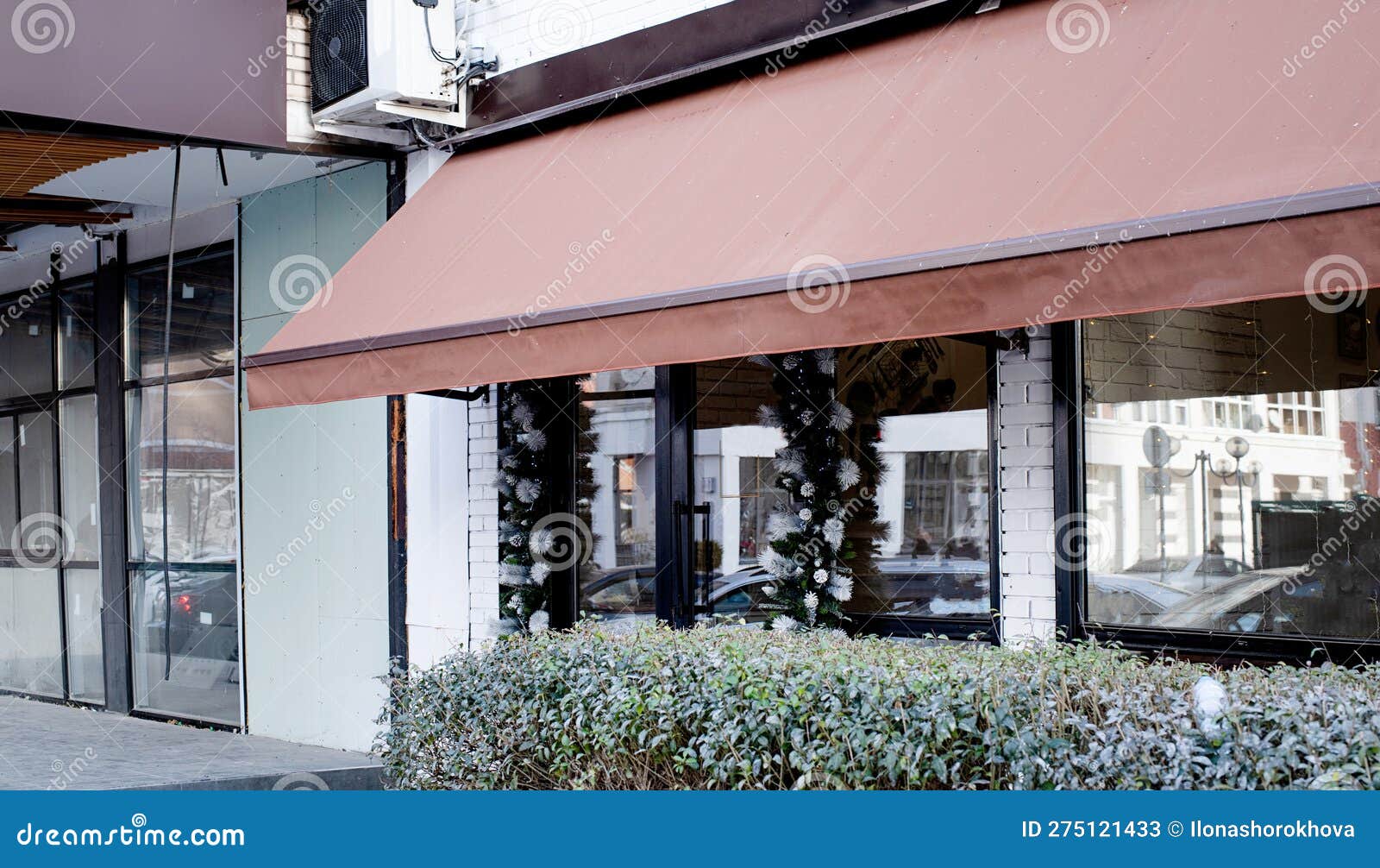 Cafe Exterior with Large Windows, Mockup Design Stock Image - Image of ...