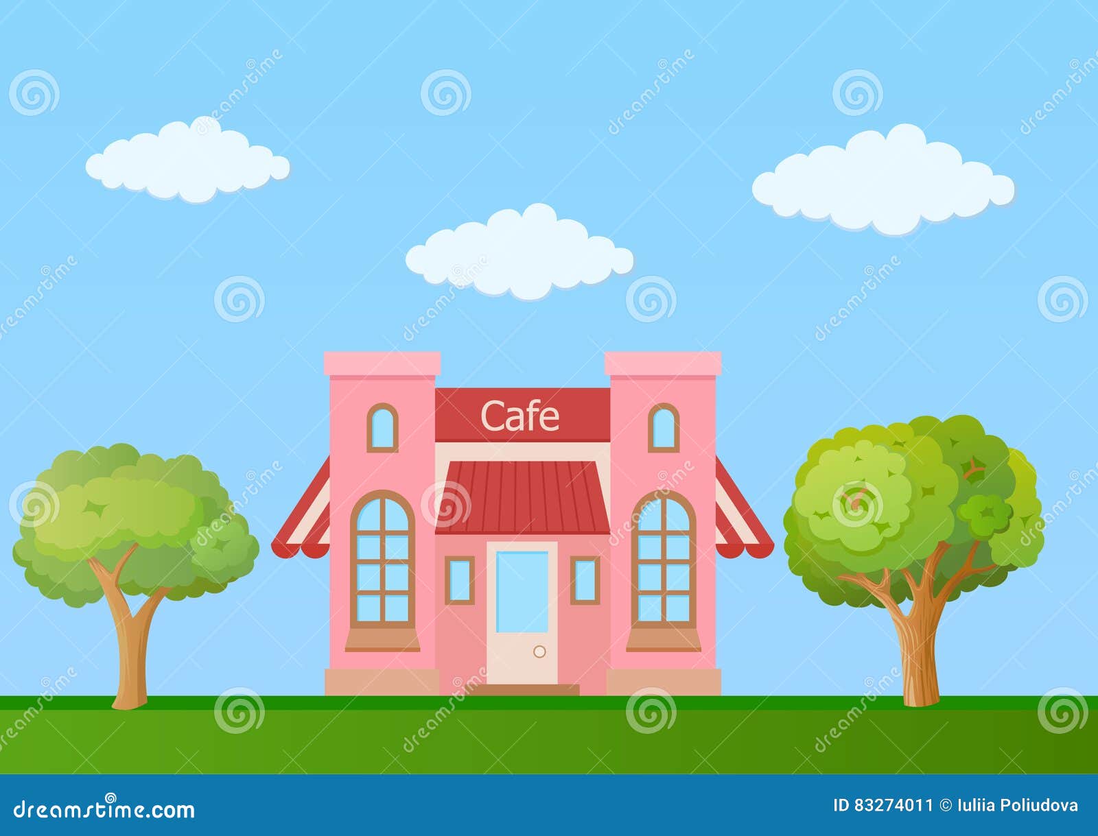 Cafe Front View on Nature Background, Illustration Stock Illustration ...