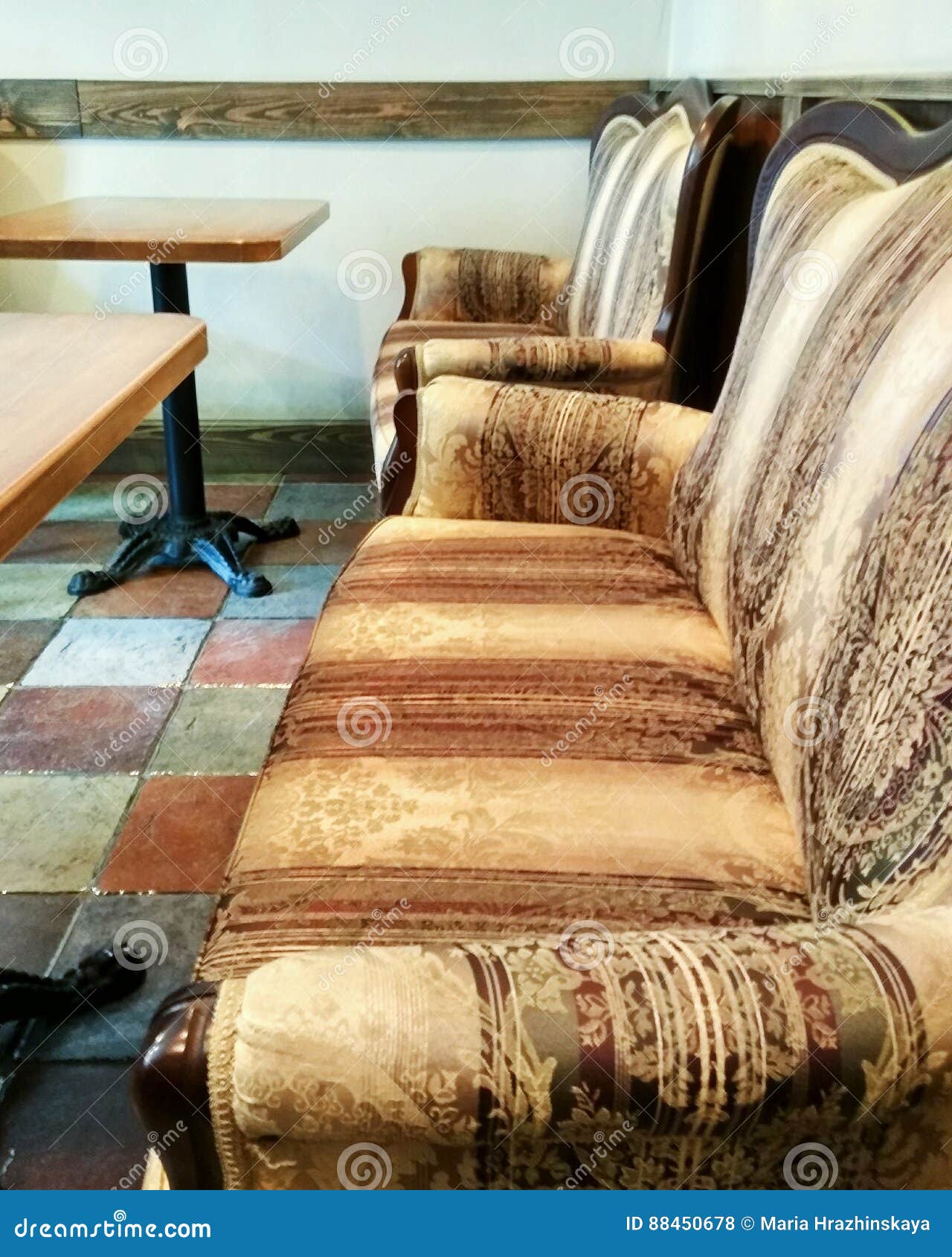 Cafe furnishings stock photo. Image of brown, table, sofas - 88450678