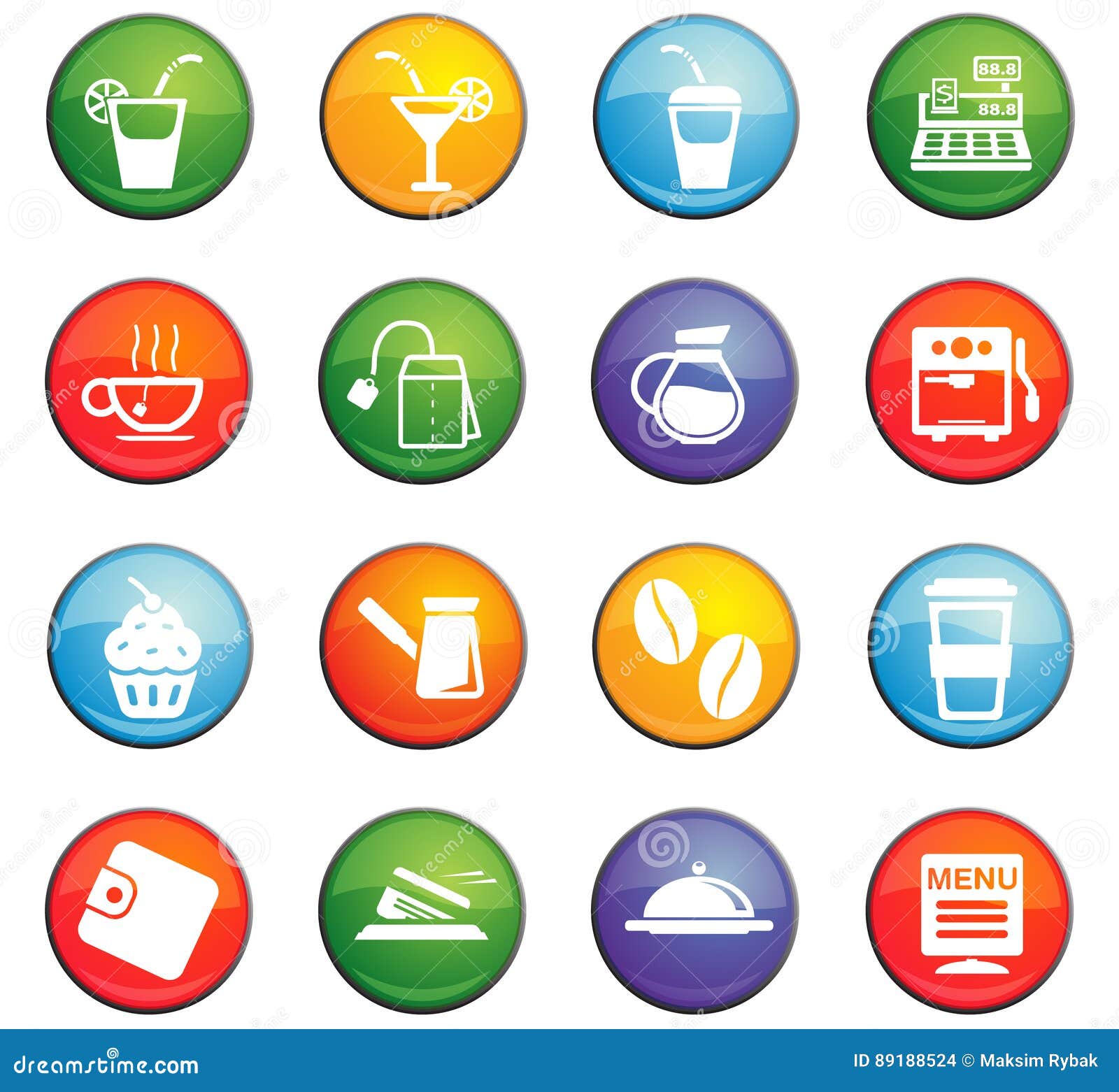 Cafe icon set stock illustration. Illustration of element - 89188524