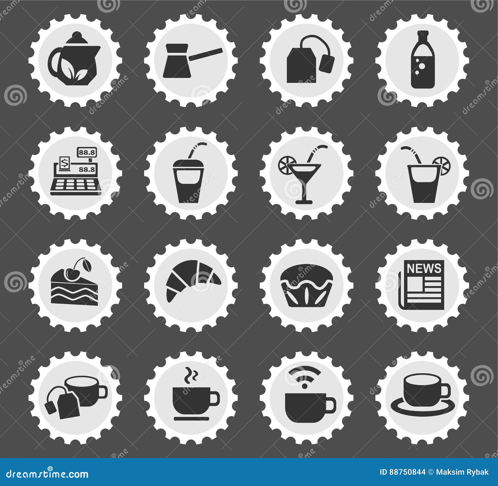 Cafe icon set stock illustration. Illustration of group - 88750844